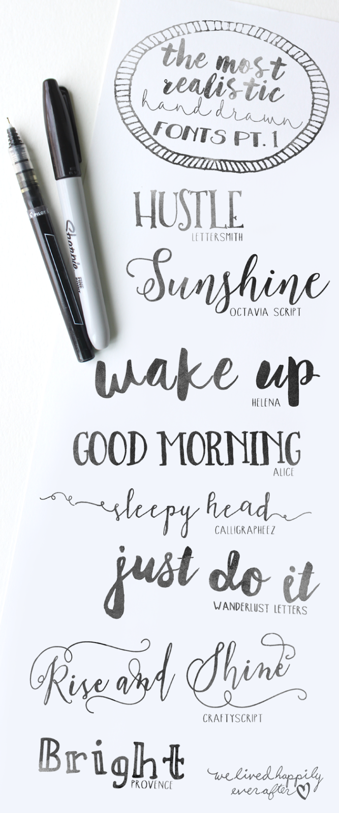 The Most Realistic Hand Drawn Fonts | Pt. 1 | We Lived Happily Ever After