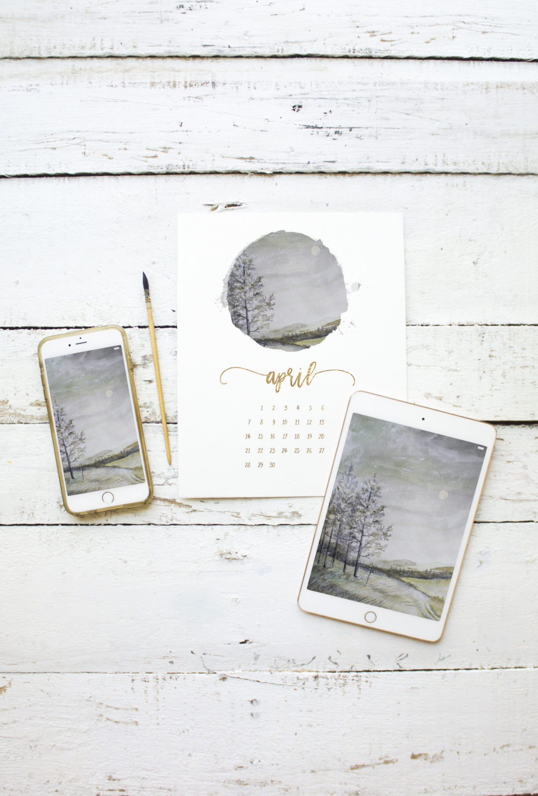 April Watercolor Calendar Free Printable | We Lived Happily Ever After