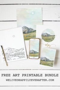 Prairie Mountain With Daytime Moon Painting – Greeting Card Printable ...