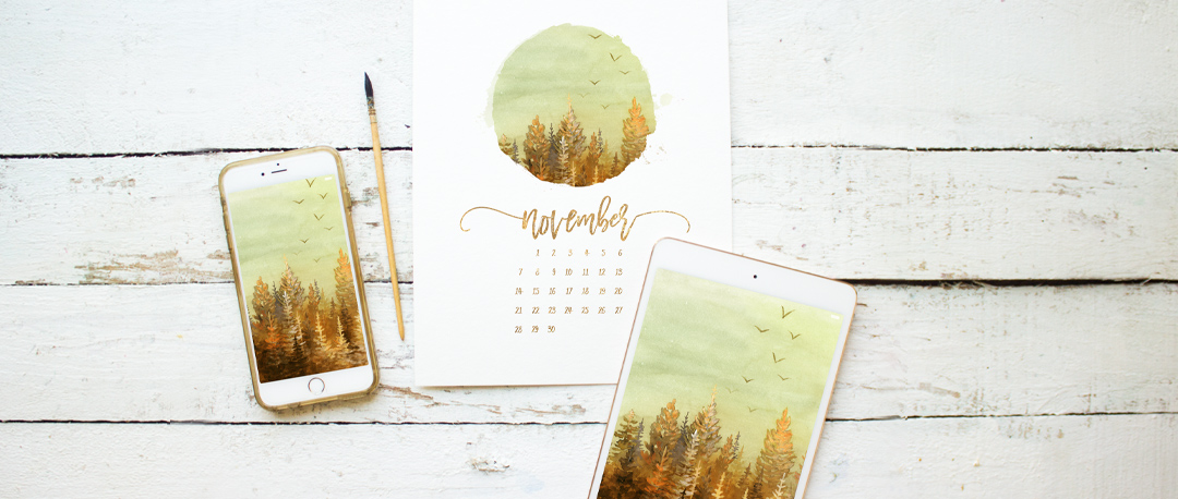 Autumn Sunset Watercolor Painting – Free Printable Calendar - We Lived ...