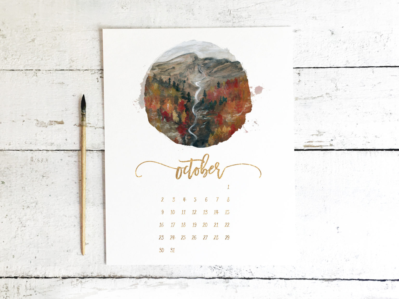 Fall in Full Bloom Watercolor Painting - Free Printable Calendar | We ...
