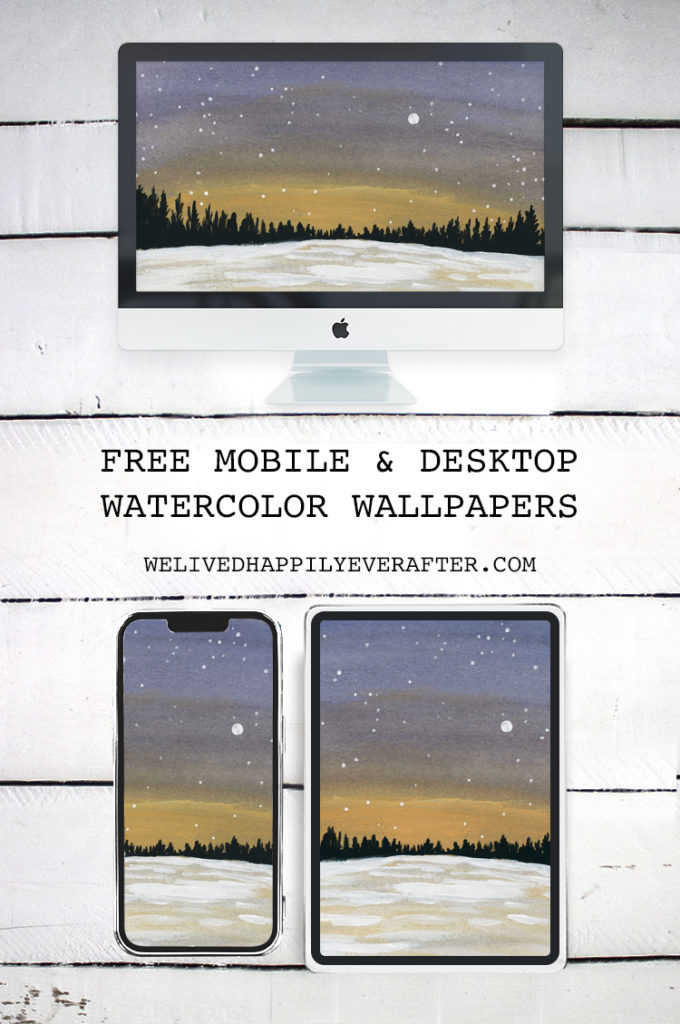 Sunset Meets Night Watercolor Painting – iPhone, iPad, iMac, Desktop ...